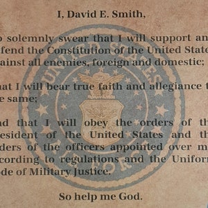 BETTER US Military Officer Oath of Office Army Navy Marines | Etsy