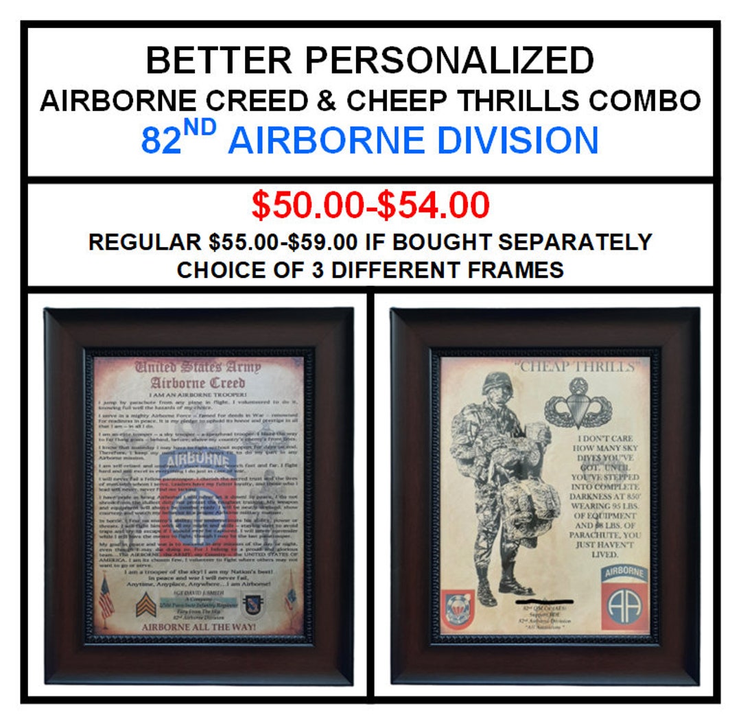 BETTER U.S. Army Paratrooper Airborne Creed & "cheap Thrills": 82nd ...