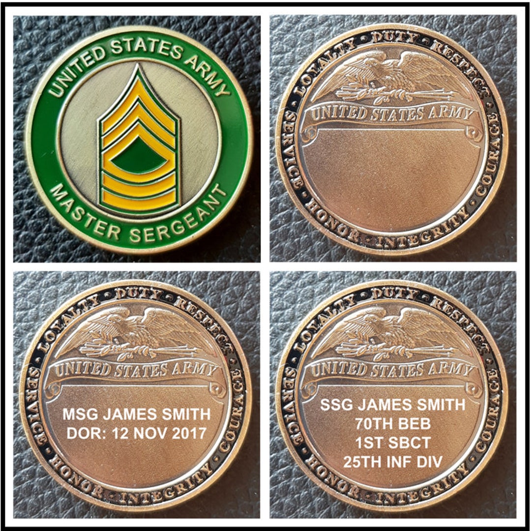 Challenge Coin: U.S. Army Master Sergeant E8 MSG Rank (ENGRAVING ...