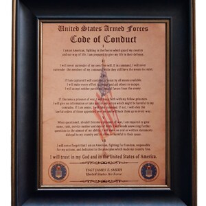 BETTER U.S. Military Code of Conduct Army Navy Air Force Marines Coast ...