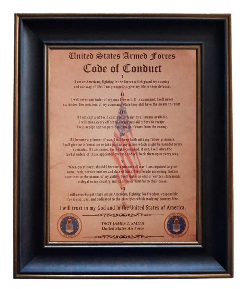 BETTER U.S. Military Code of Conduct Army Navy Air Force Marines Coast ...