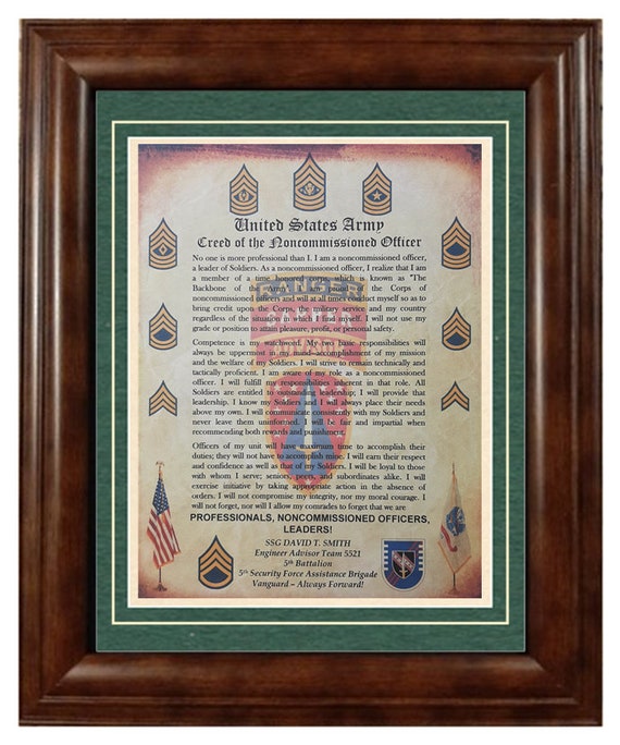 BETTER Army NCO Creed of the Noncommissioned Officer Aged Parchment ...