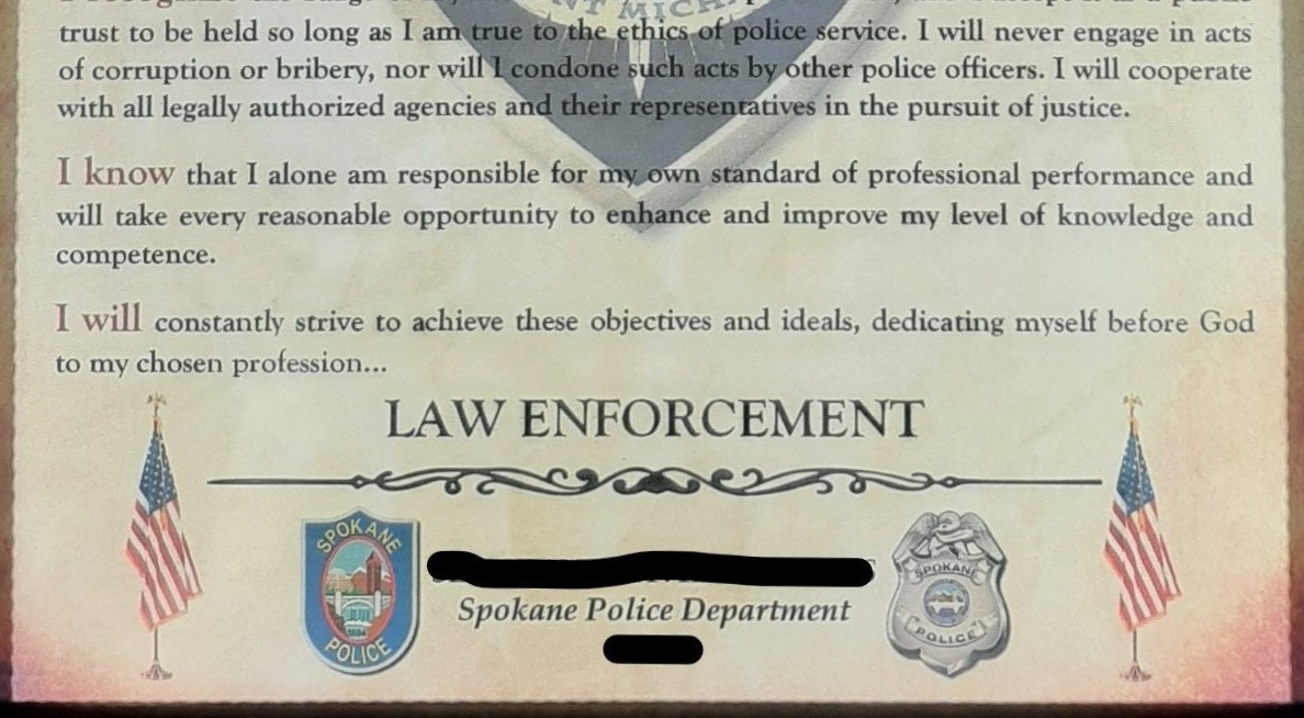 BEST Law Enforcement Code of Ethics Aged Parchment Framed | Etsy