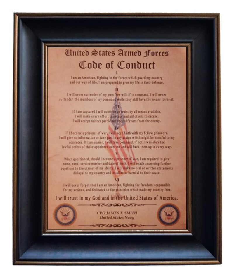 NICE or BETTER U.S. Military Code of Conduct Army Navy Marines Air ...