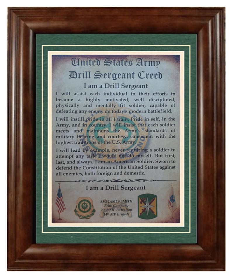 BEST U.S. Army Drill Sergeant's Creed Aged Parchment - Etsy
