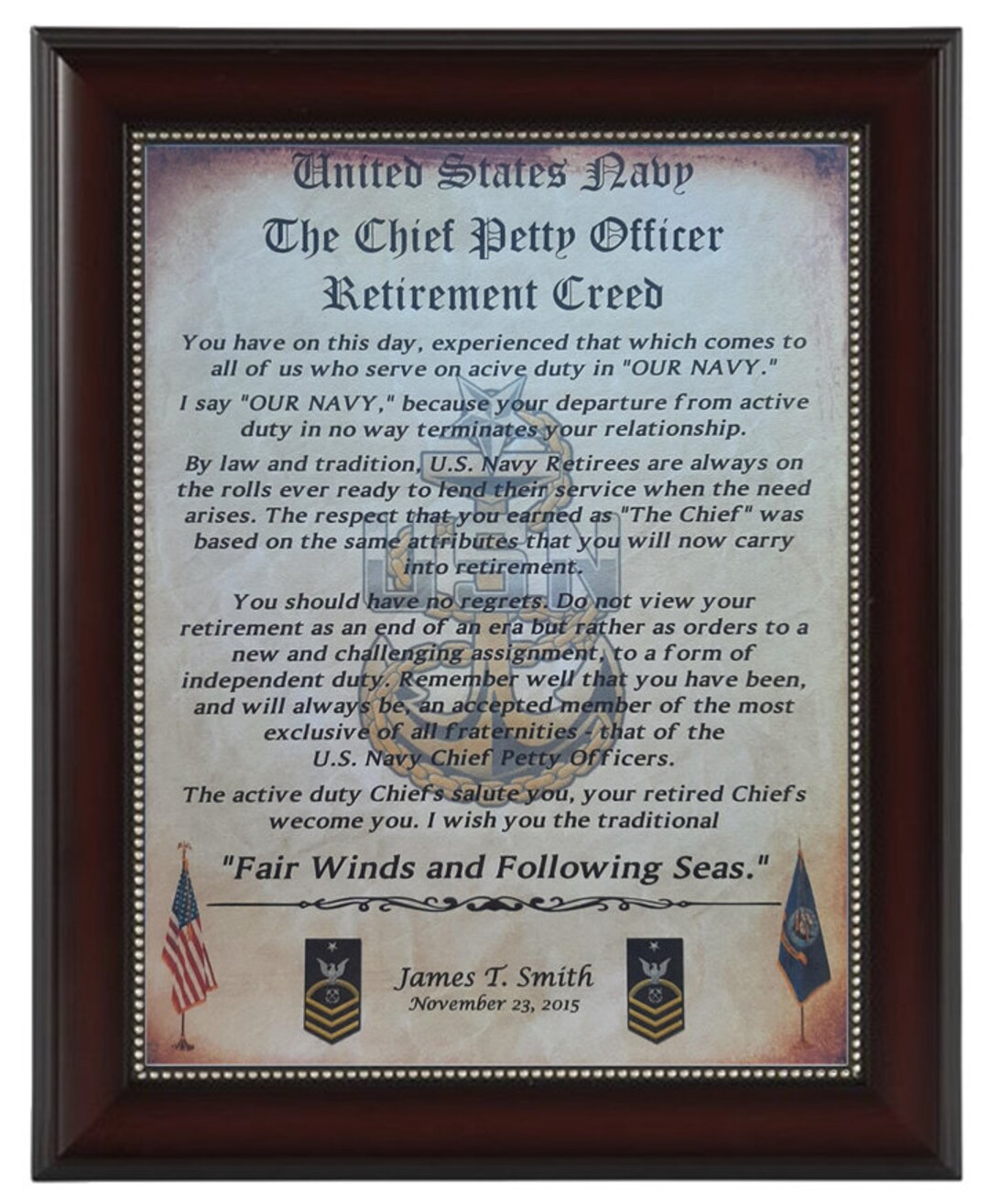 BETTER U.S. Navy Retired Chief Petty Officer CPO Creed Framed - Etsy