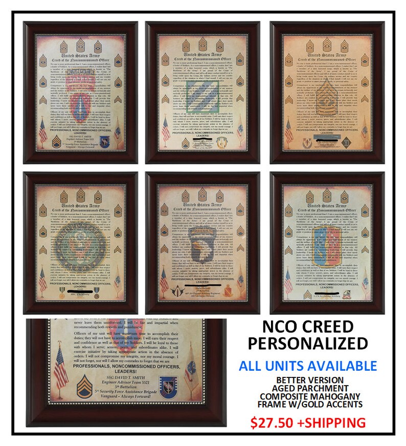 BETTER U.S. Army NCO Creed of the Noncommissioned Officer Aged - Etsy