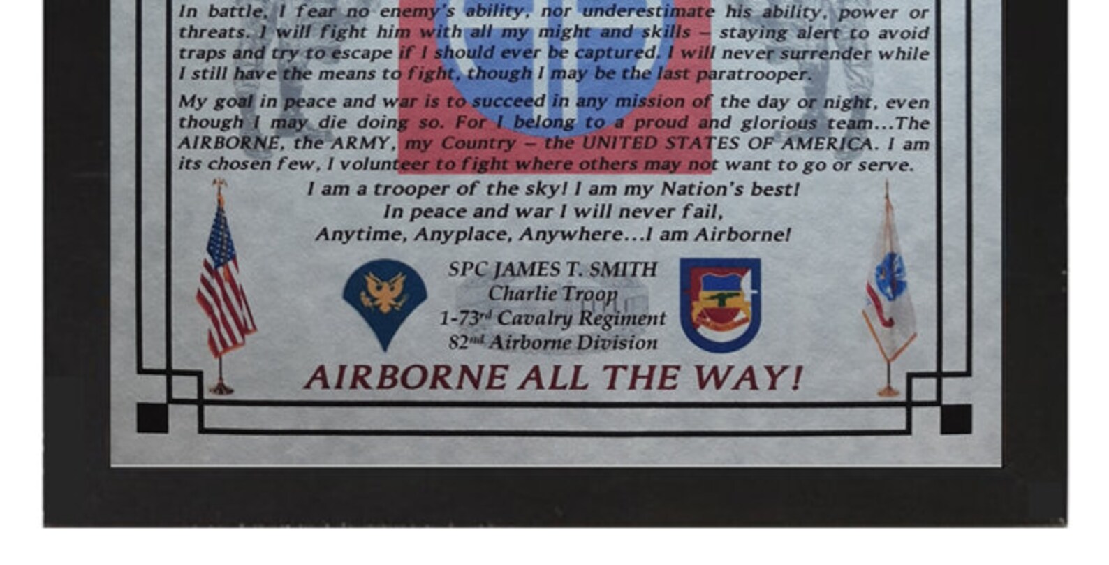 NICE or BETTER U.S. Army Paratrooper Airborne Creed: 82nd - Etsy