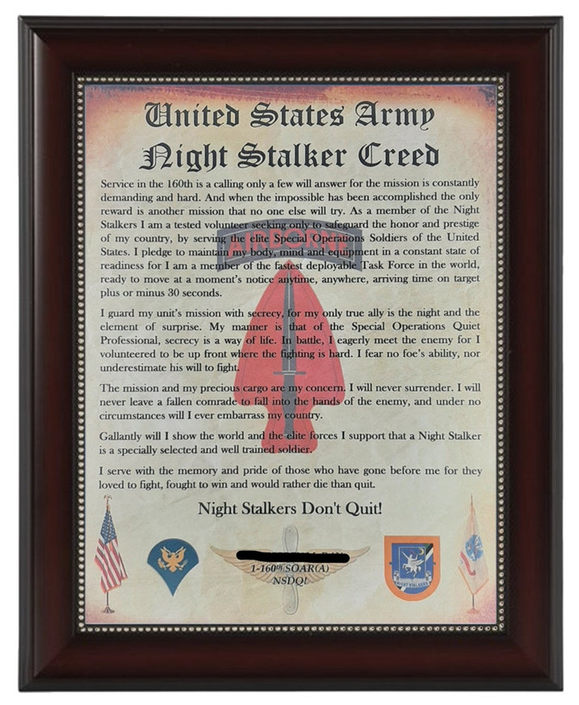 BETTER U.S. Army 160th SOAR Night Stalkers Creed Aged - Etsy