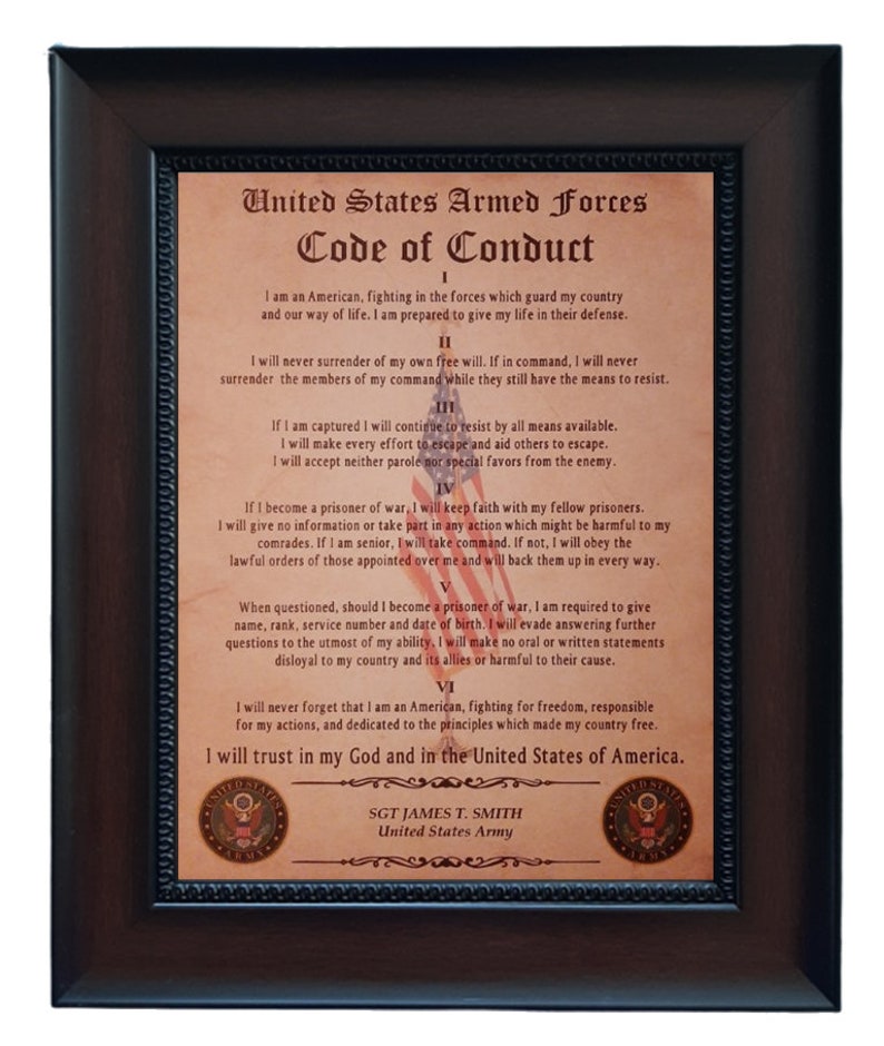 BETTER U.S. Military Code of Conduct Army Navy Air Force Marines Coast ...