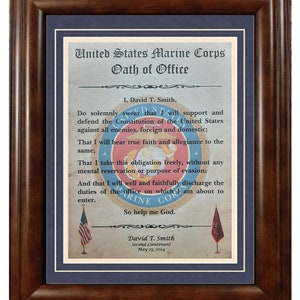 BEST U.S. Marine Corps OFFICER Oath of Office Certificate Aged - Etsy