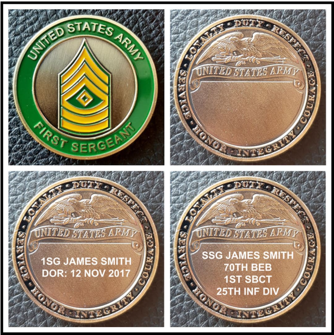 Challenge Coin: U.S. Army First Sergeant E8 1SG Rank (ENGRAVING ...