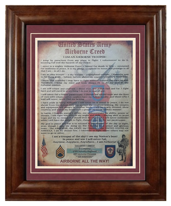 BEST U.S. Army Airborne Creed: 82nd Airborne Division Framed - Etsy