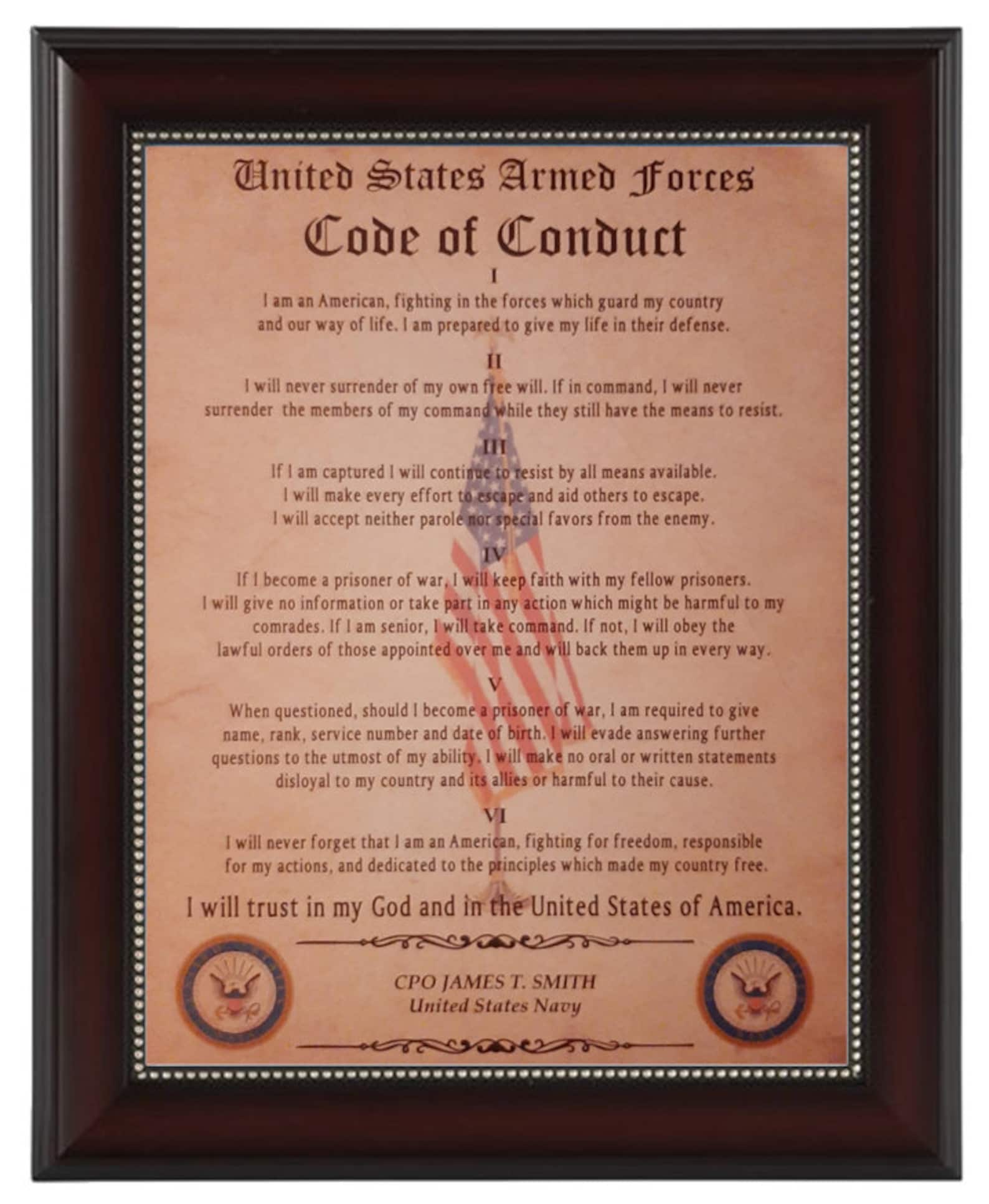 BETTER U.S. Military Code of Conduct Army Navy Air Force - Etsy