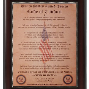 BETTER U.S. Military Code of Conduct Army Navy Air Force - Etsy