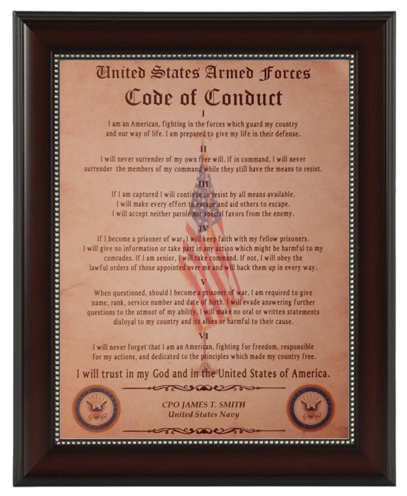 BETTER U.S. Military Code of Conduct Army Navy Air Force - Etsy