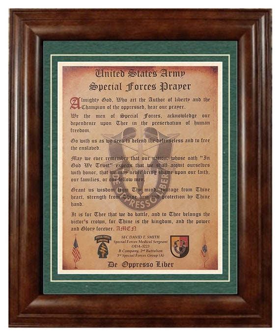 BEST Army Special Forces Creed Green Beret Aged Parchment FramedMatted ...