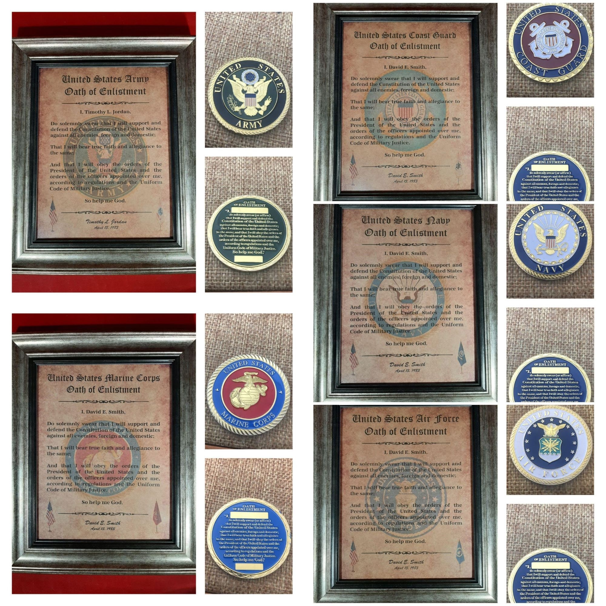 BETTER US Military Oath of Enlistment Coin & Certificate All | Etsy