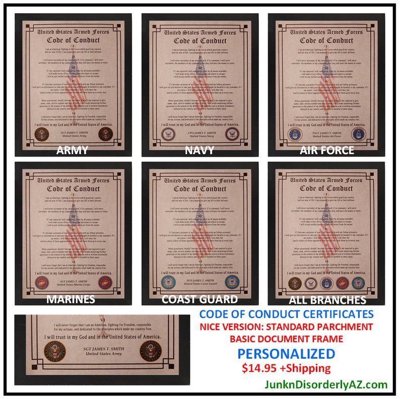 NICE or BETTER U.S. Military Code of Conduct Army Navy Marines - Etsy