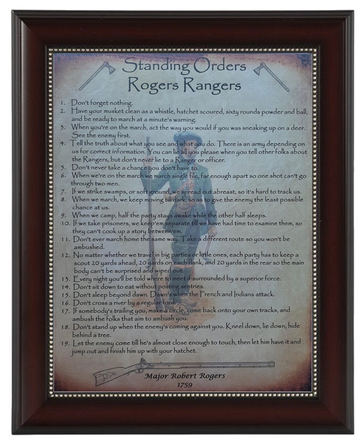 BETTER U.S. Army Roger's Rangers Standing Orders Aged - Etsy