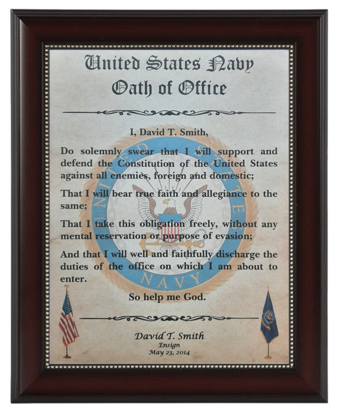 BETTER U.S. Navy OFFICER Oath of Office Aged Parchment Framed - Etsy