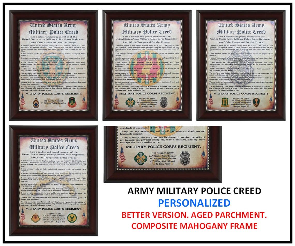 BETTER U.S. Army Military Police Creed Aged Parchment - Etsy