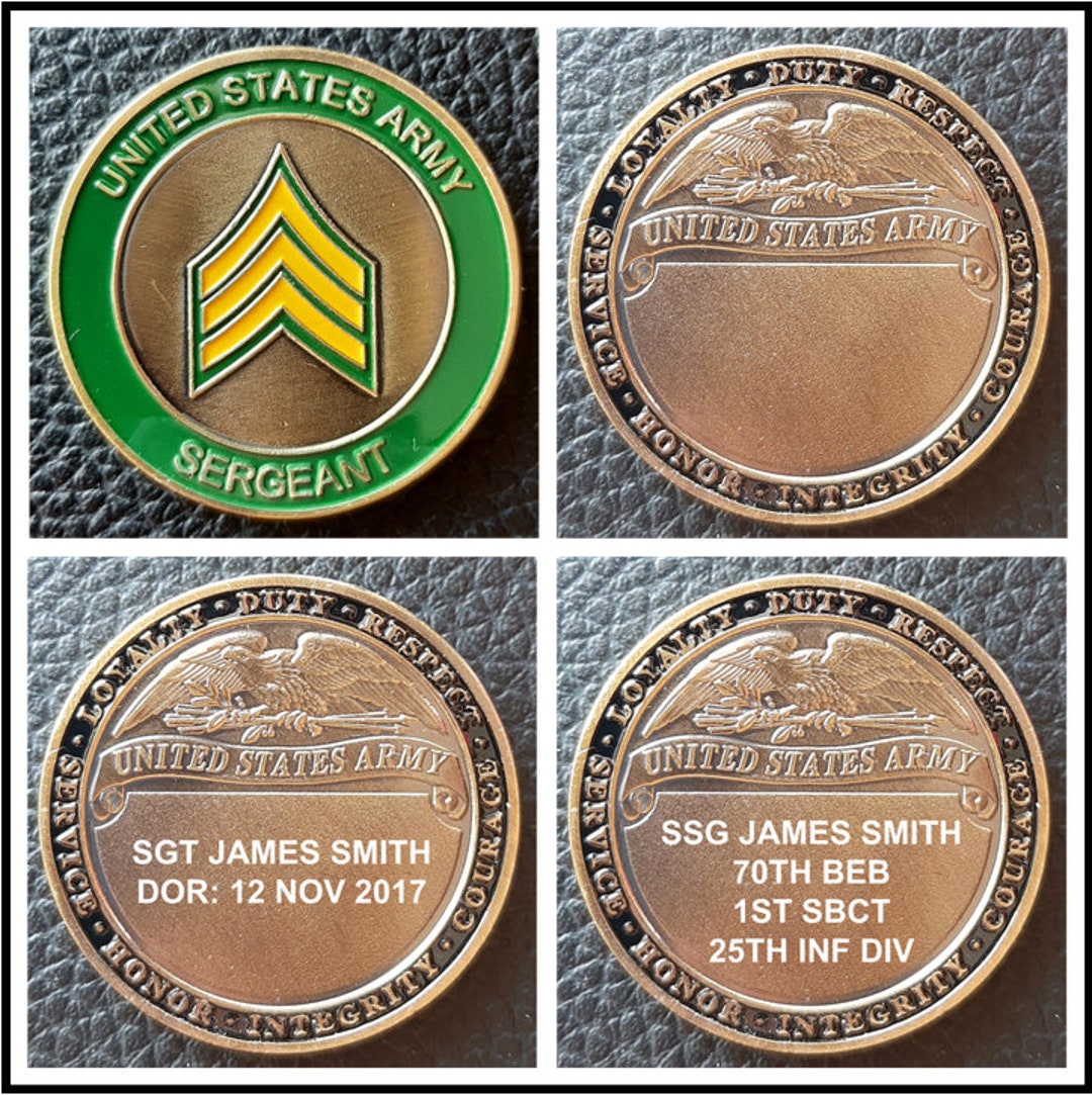 Challenge Coin: U.S. Army Sergeant E5 SGT Rank (ENGRAVING AVAILABLE) - Etsy