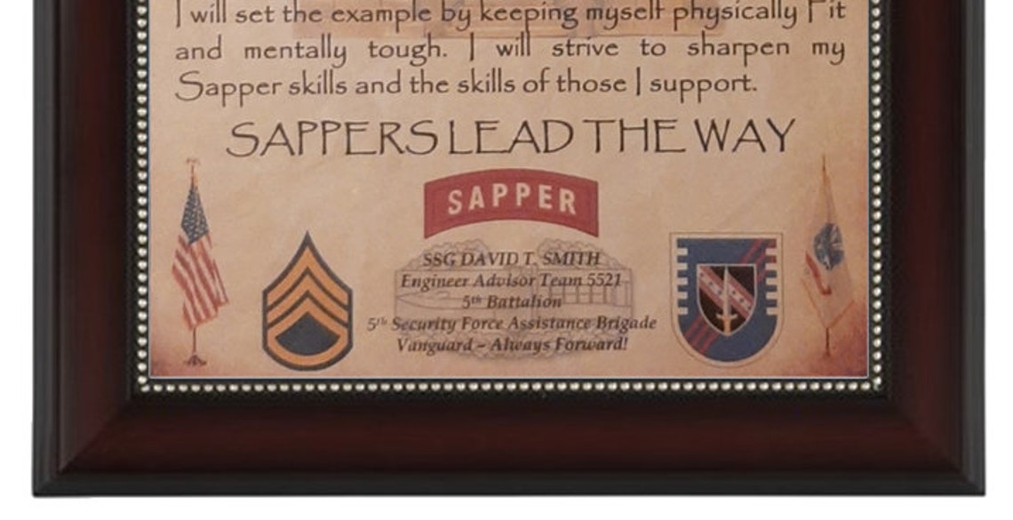 BETTER U.S. Army Sapper Creed Aged Parchment PERSONALIZED | Etsy