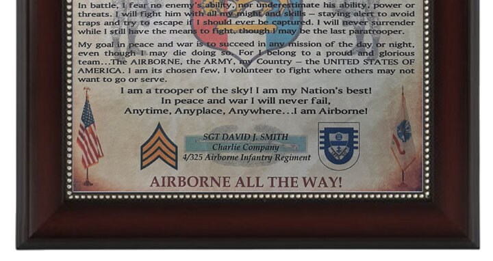 BETTER U.S. Army Paratrooper Airborne Creed: SETAF Aged | Etsy