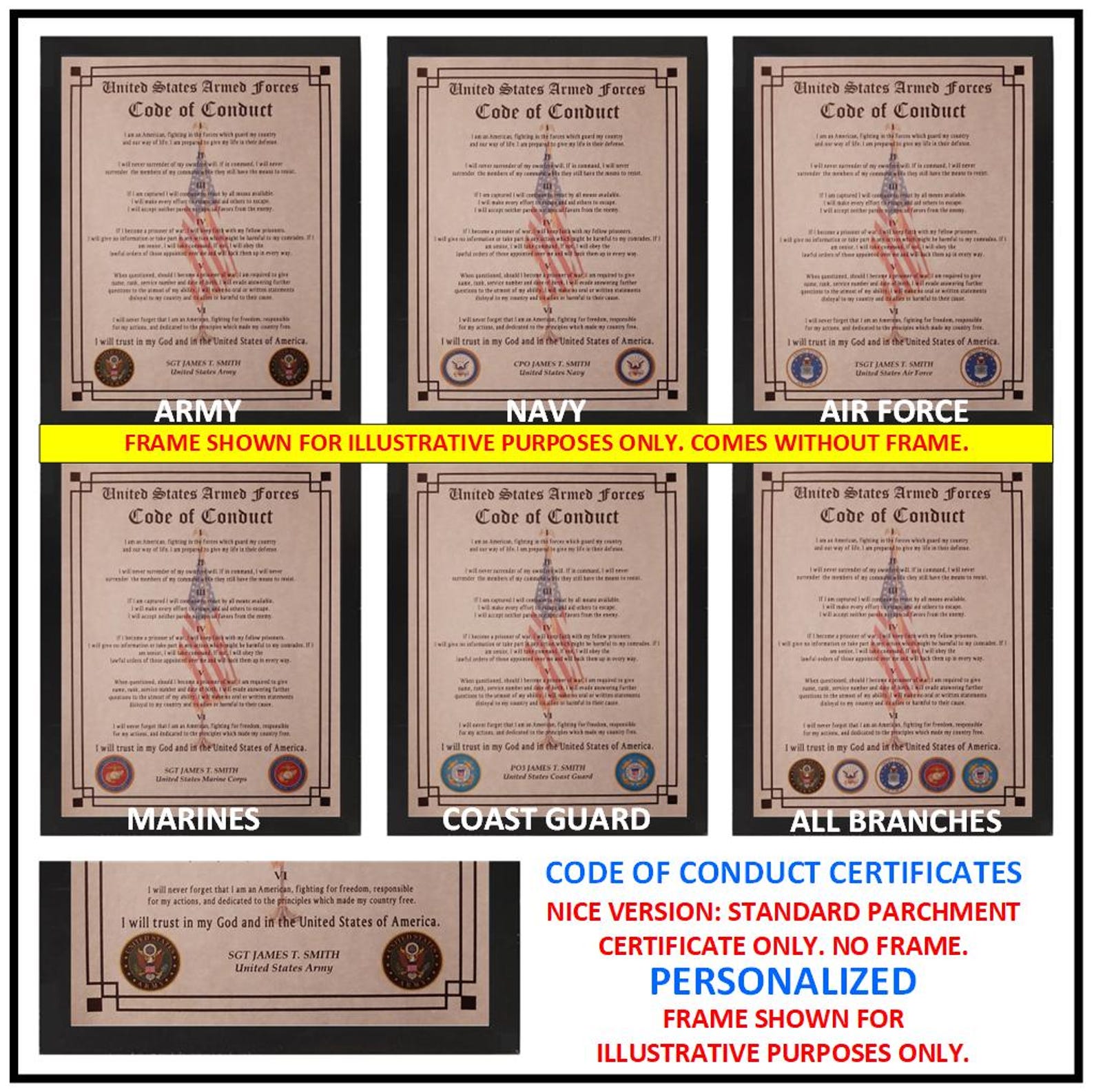 NICE or BETTER U.S. Military Code of Conduct Army Navy Marines Air ...