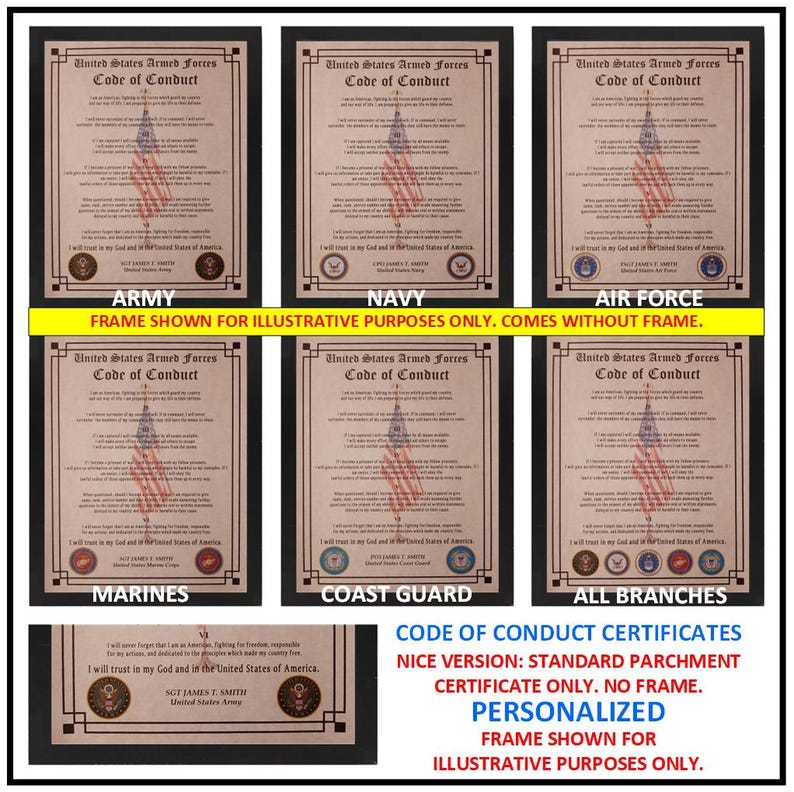 NICE or BETTER U.S. Military Code of Conduct Army Navy Marines Air ...