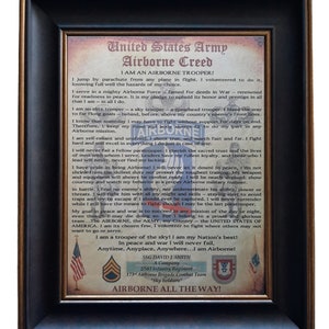 BETTER U.S. Army Paratrooper Airborne Creed: 82nd 509th 173rd 25th All ...
