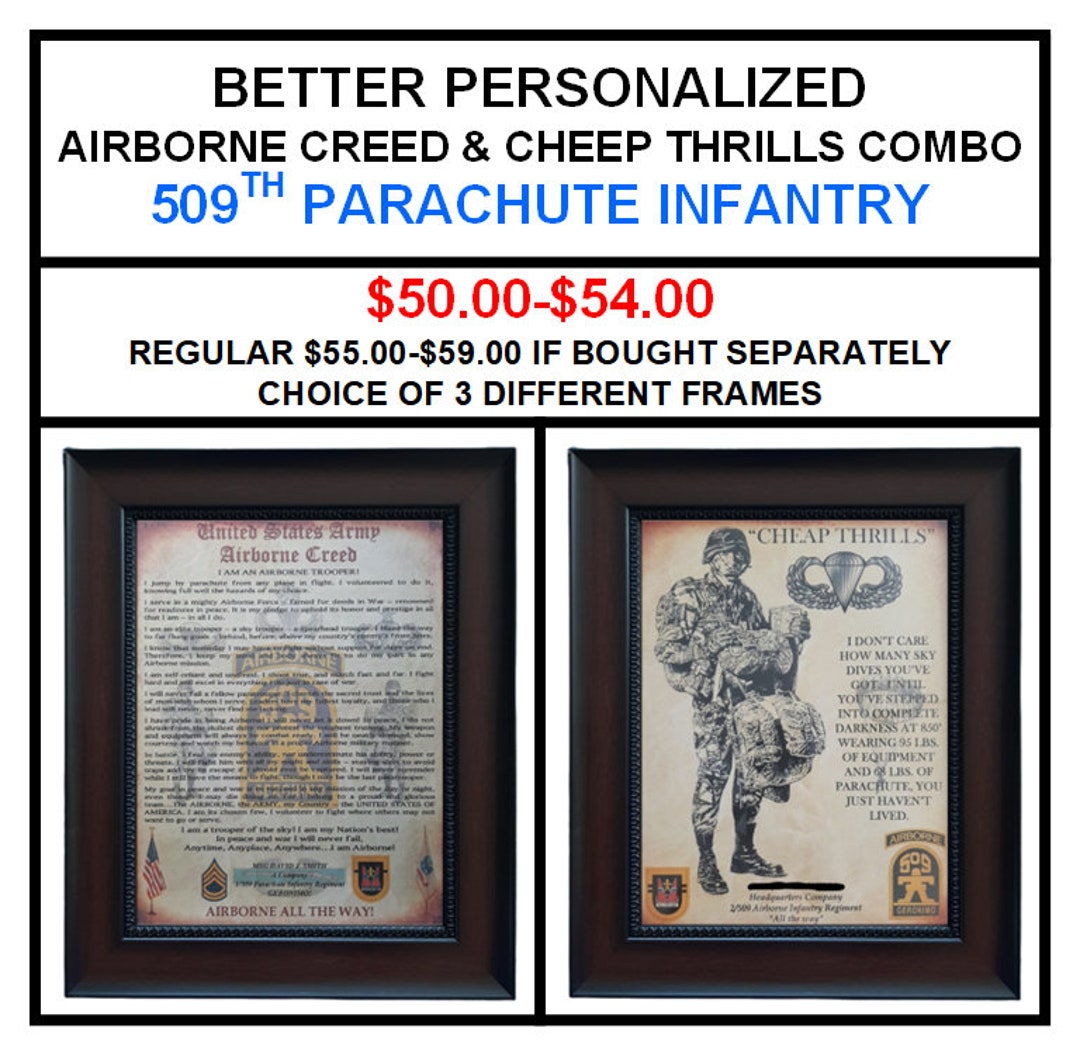 BETTER U.S. Army Paratrooper Airborne Creed & "cheap Thrills": 509th ...
