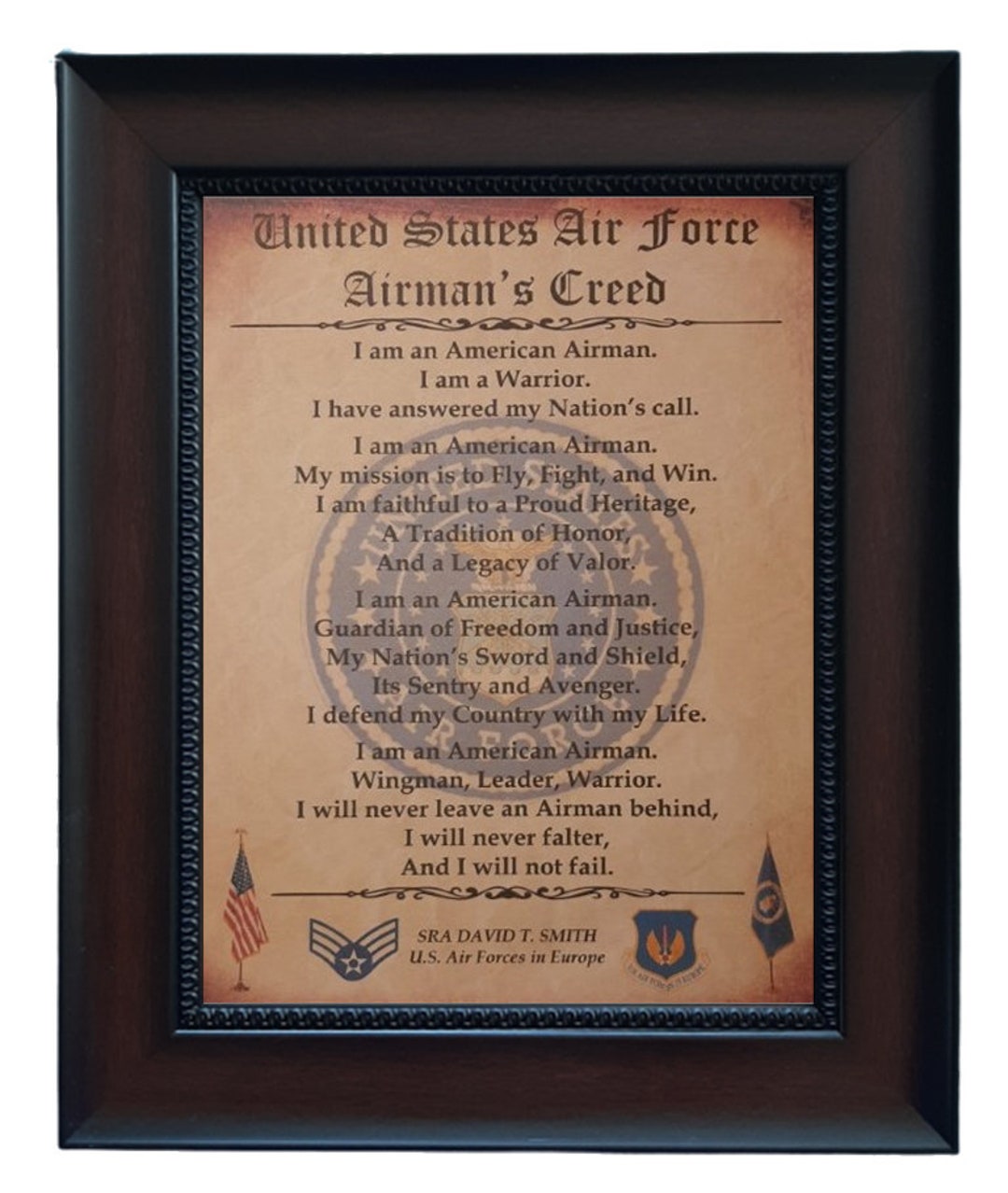 BETTER U.S. Air Force Airman's Creed Aged Parchment Framed PERSONALIZED ...