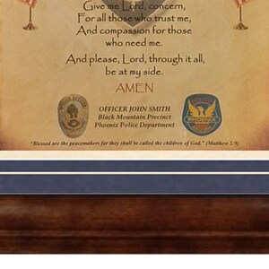BEST Law Enforcement Prayer Aged Parchment Framed Matted PERSONALIZED ...