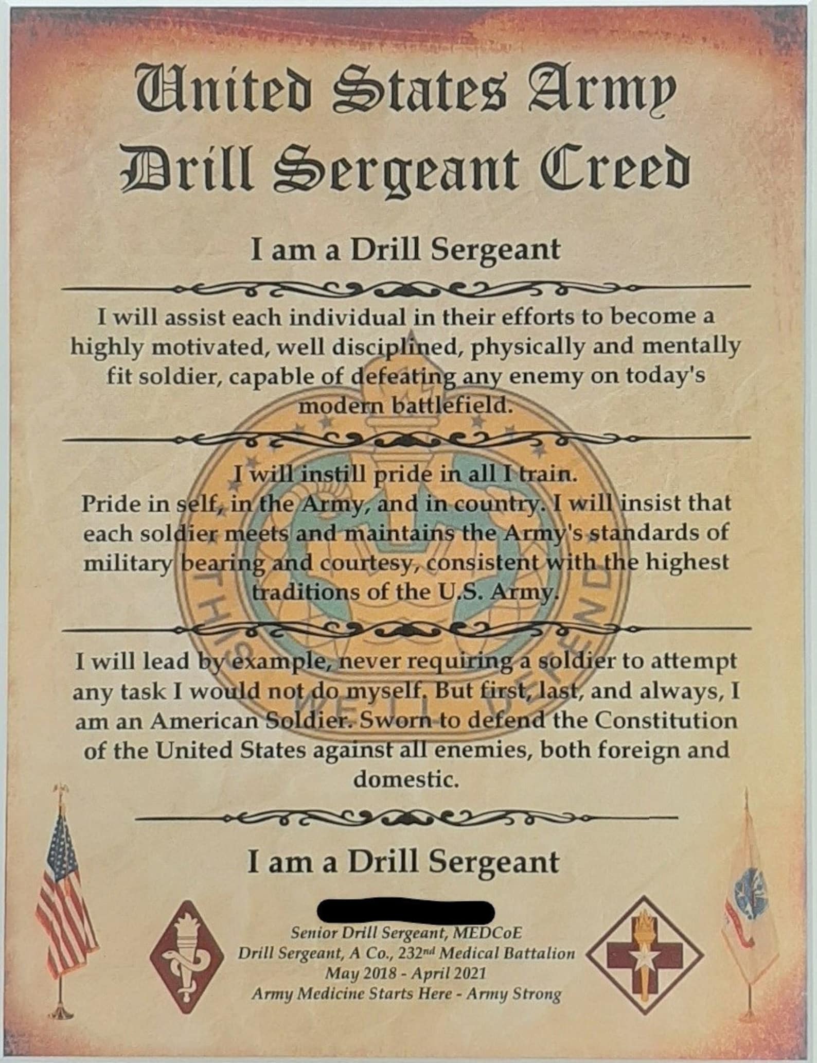 NICE or BETTER Army Drill Sergeant Creed PERSONALIZED | Etsy