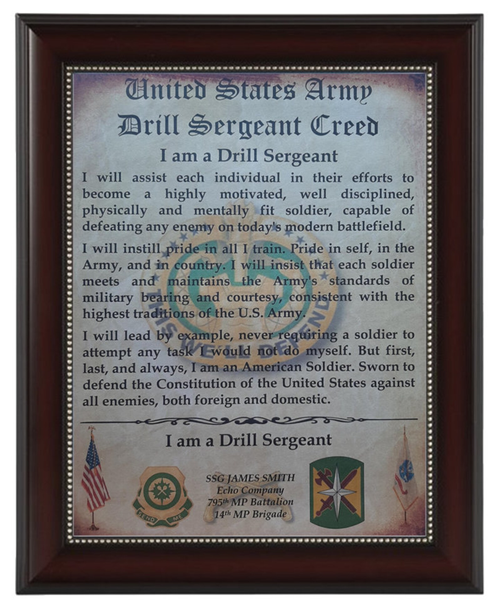 BETTER U.S. Army Drill Sergeant's Creed Aged Parchment | Etsy