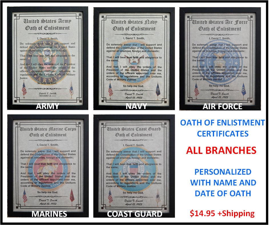 NICE or BETTER Oath of Enlistment Certificate: U.S. Navy - Etsy