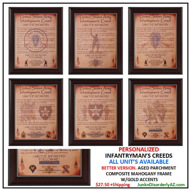 BETTER U.S. Army Infantryman's Creed Aged Parchment - Etsy