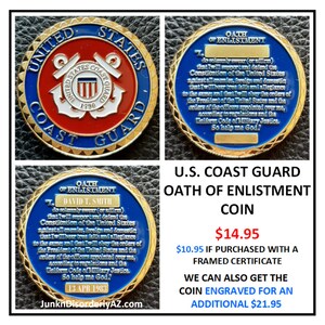 BETTER U.S. Coast Guard Ethos Aged Parchment PERSONALIZED (with Coin ...