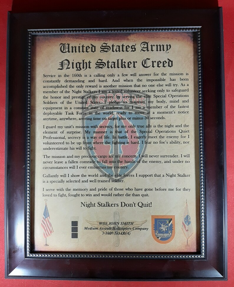 NICE or BETTER 160th SOAR Night Stalkers Creed Personalized | Etsy