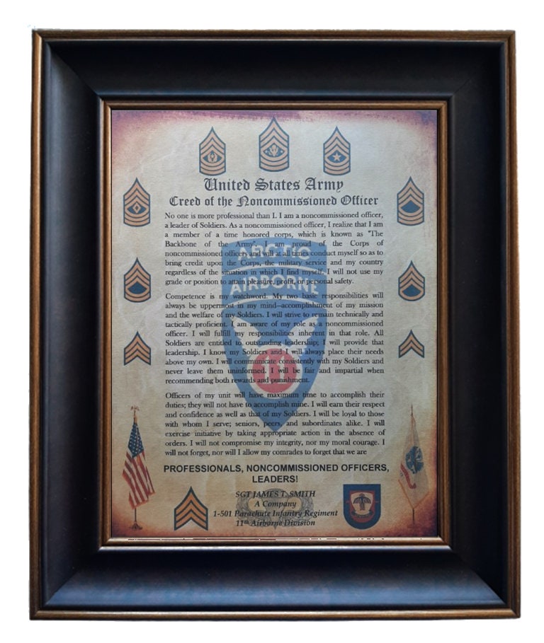 BETTER U.S. Army NCO Creed of the Noncommissioned Officer Aged - Etsy ...