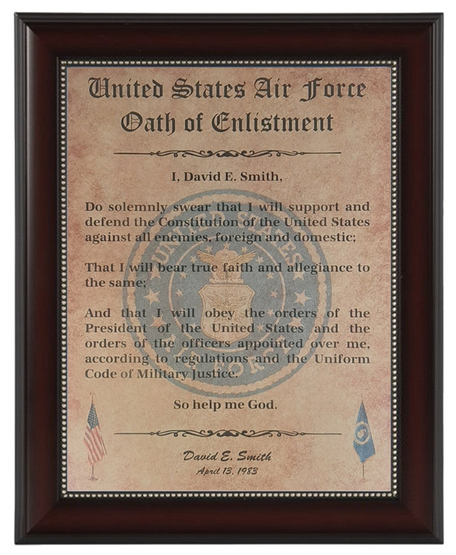 NICE or BETTER Oath of Enlistment Certificate: U.S. Air Force - Etsy