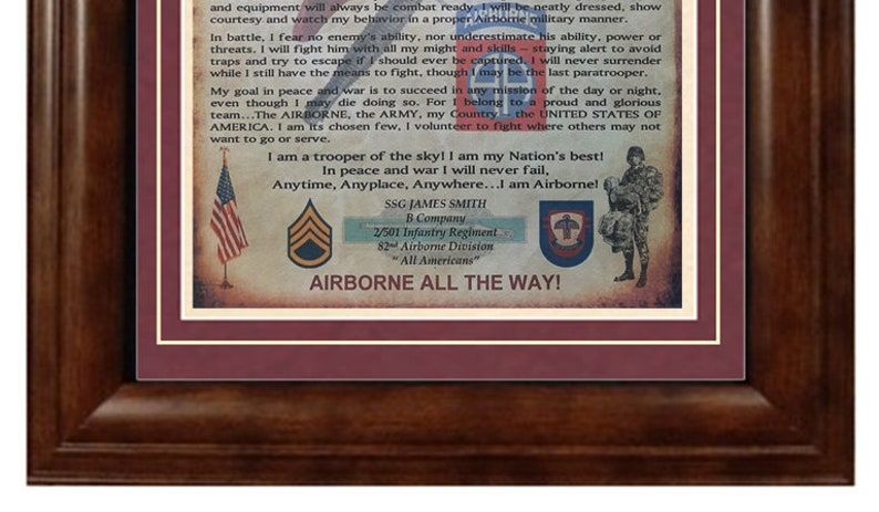 BEST U.S. Army Airborne Creed All Units Available 82nd 509th - Etsy