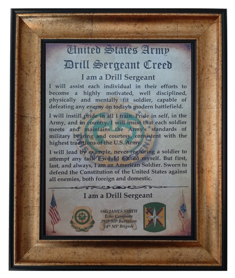 BETTER U.S. Army Drill Sergeant's Creed Aged Parchment - Etsy.de