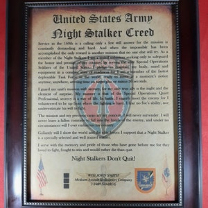 NICE or BETTER 160th SOAR Night Stalkers Creed Personalized | Etsy