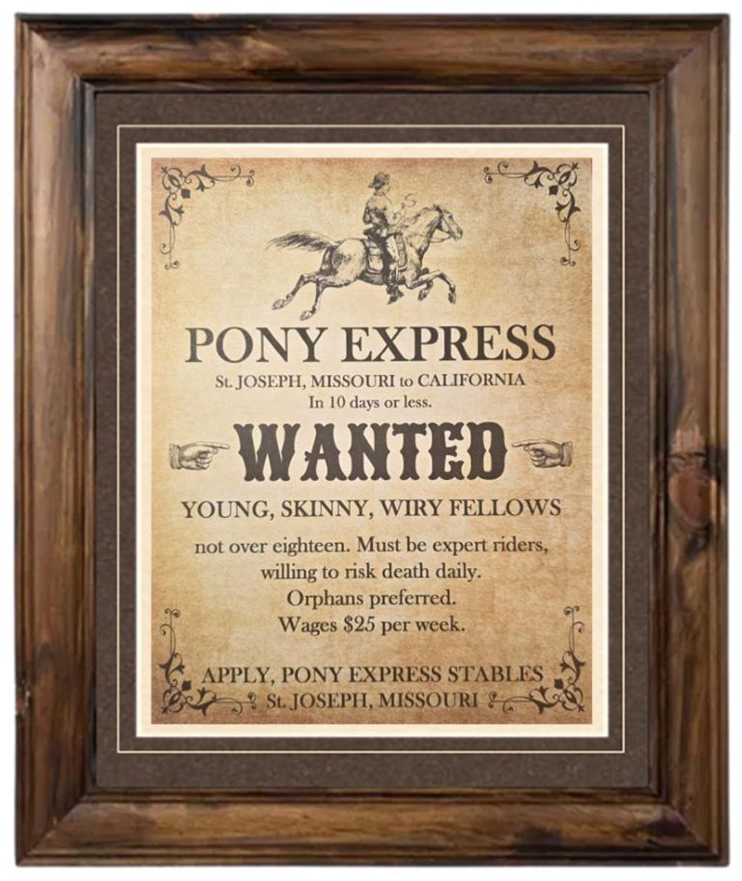 Wanted Poster: Pony Express Riders / Printed on Aged Parchment Custom ...
