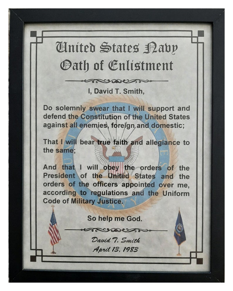 NICE or BETTER Oath of Enlistment Certificate: U.S. Navy - Etsy