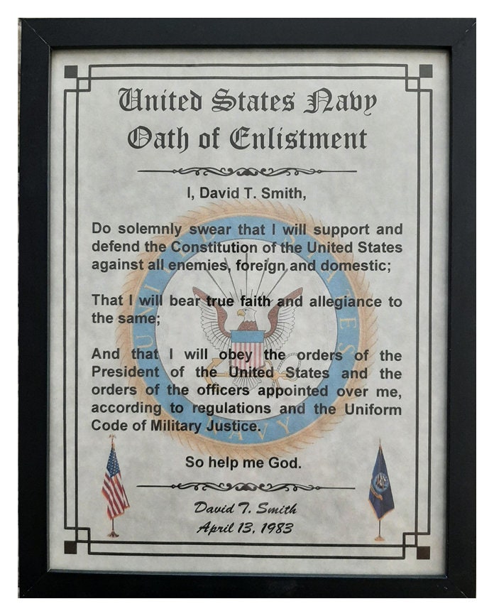 NICE or BETTER Oath of Enlistment Certificate: U.S. Navy - Etsy