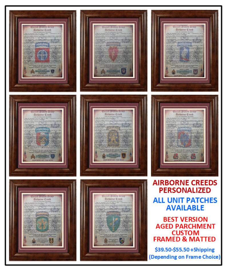 BEST U.S. Army Airborne Creed: 82nd Airborne Division Framed - Etsy